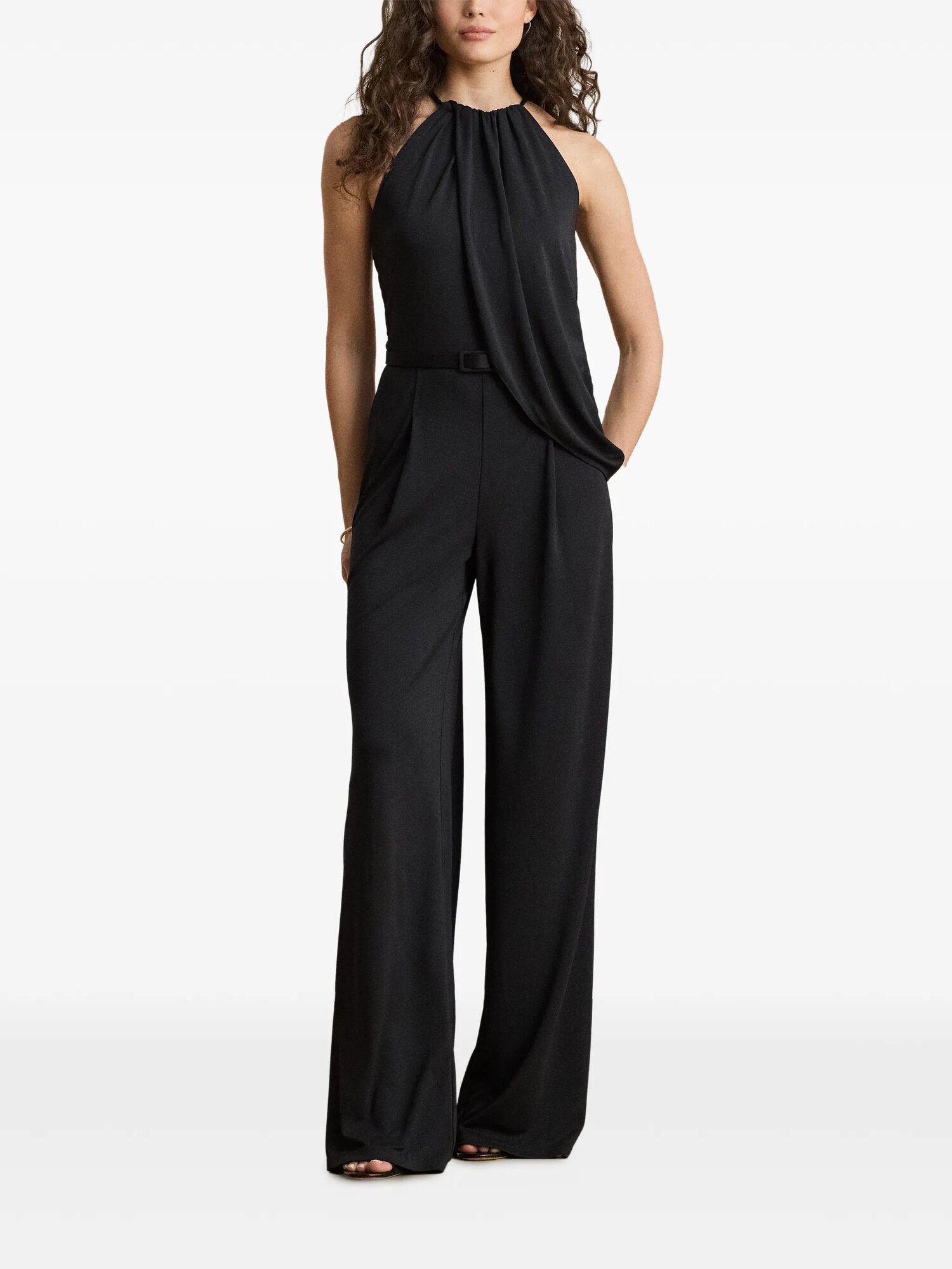 Комбинезон Lauren Ralph Lauren Belted pleated-overlay jumpsuit, размер 0 — фото 1
