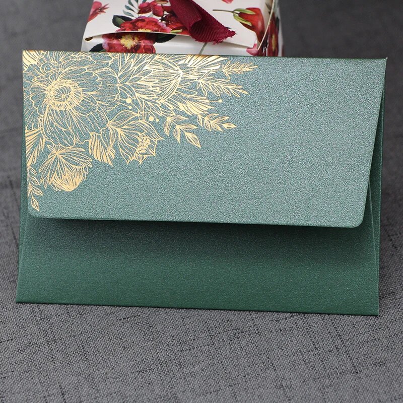 Конверты из жемчужной бумаги HUALIWEN, 10 шт. Small dark green