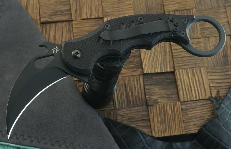 Складной нож-керамбит Fox Knives Karambit, сталь Bohler N690, рукоять черный G-10