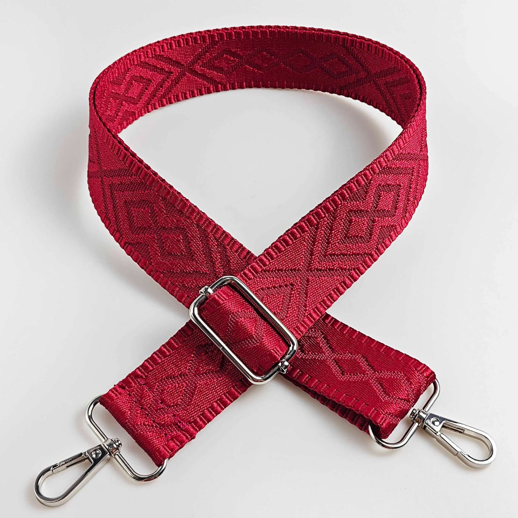Красный жаккардовый ремень для сумки Burgundy