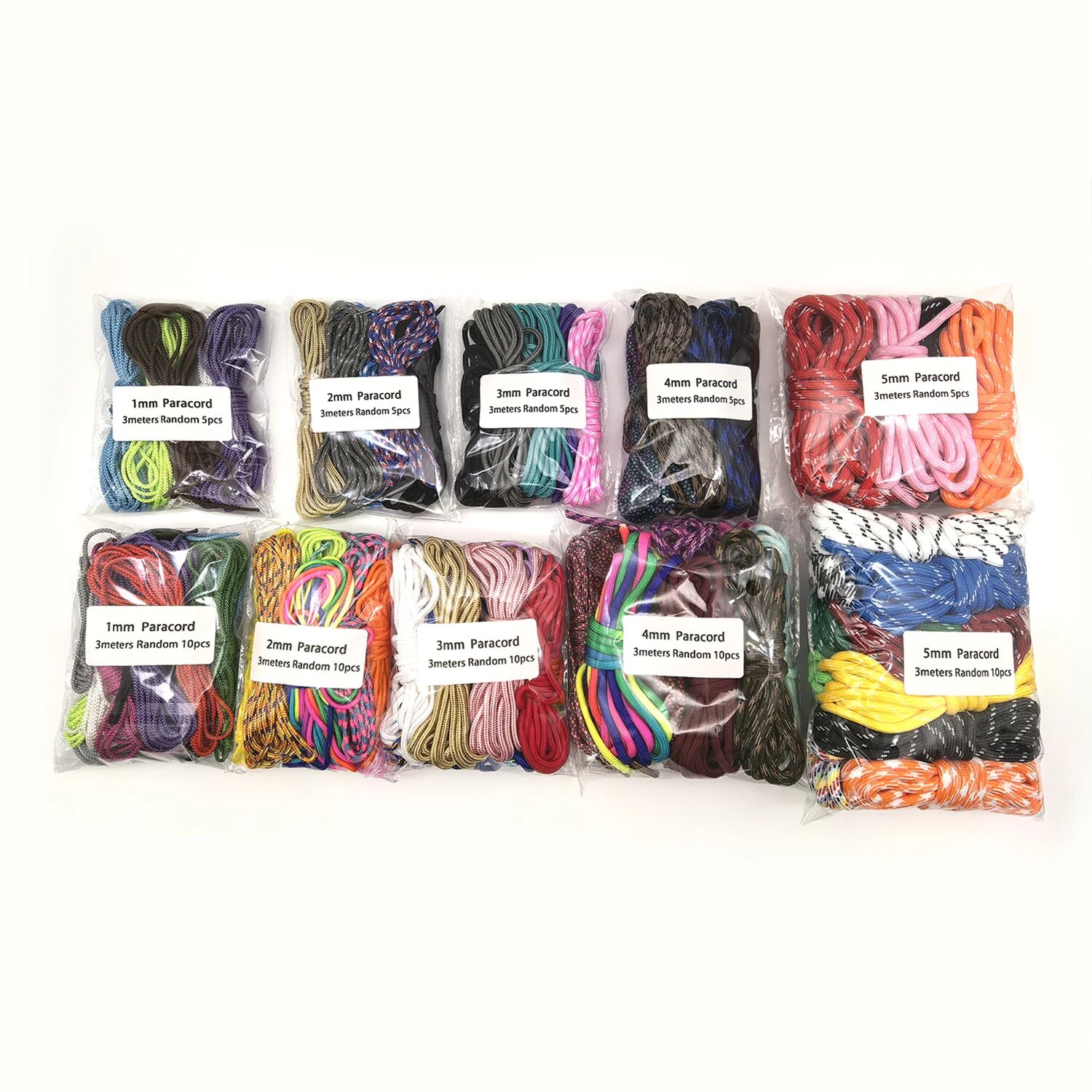 Паракорд IQiuhike 3 м, 1/2/3/4/5 мм, 3/5/10/15 шт, 3mm Paracord, 5pcs Random 3meters
