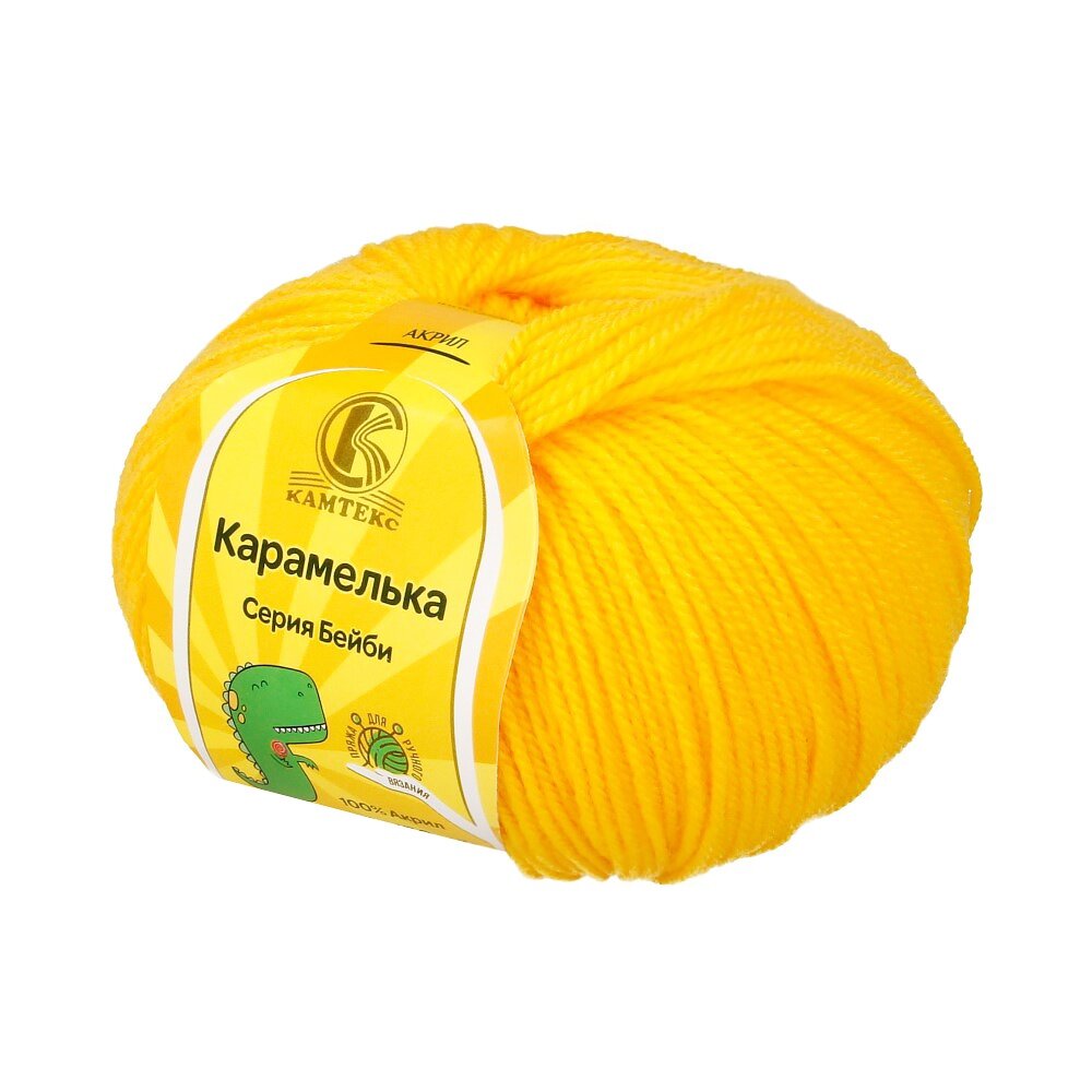 Пряжа Камтекс "Карамелька", 100% акрил, 175 м, 104, желтая, 10 шт по 50 г