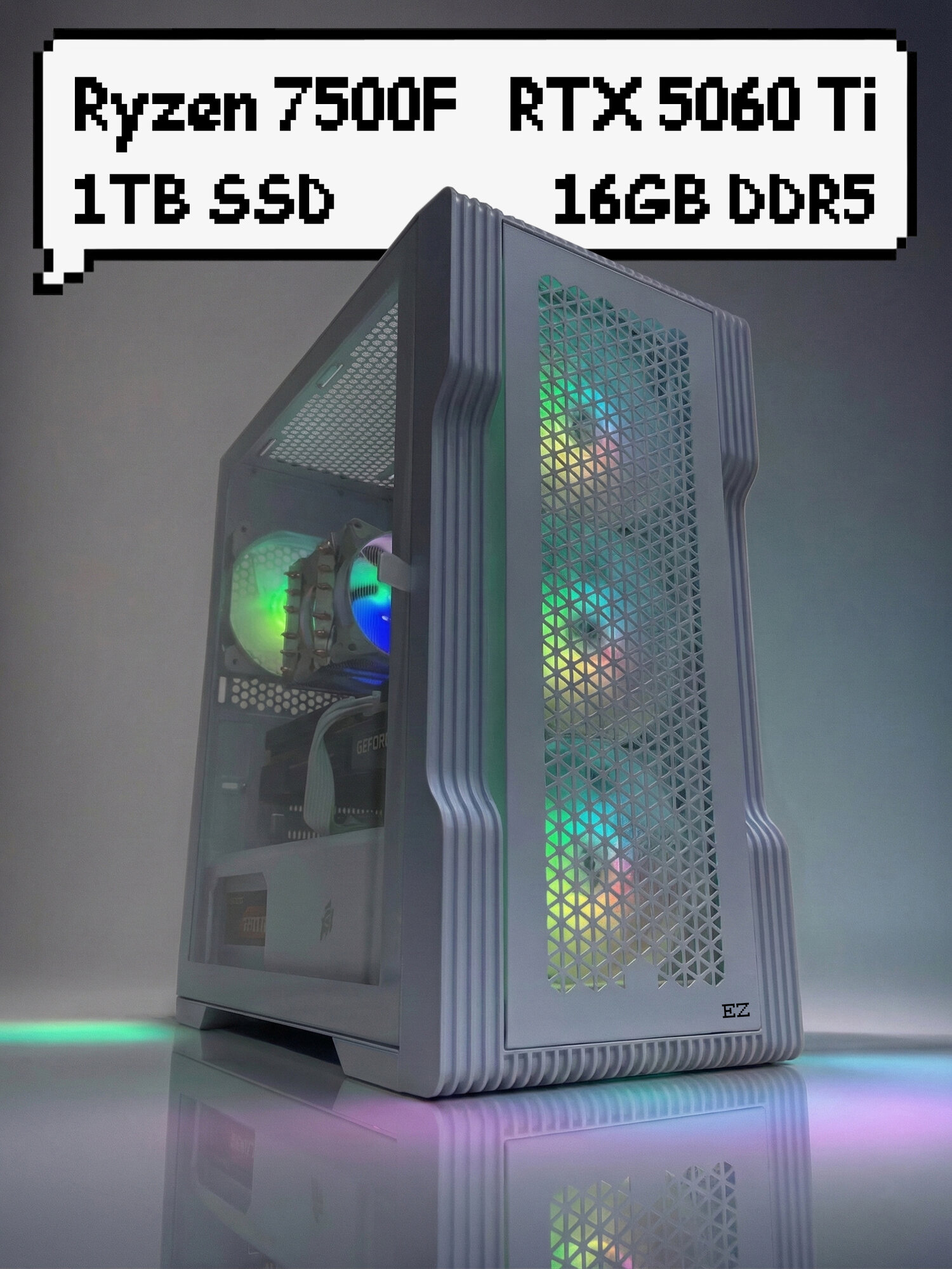Игровой ПК EZPC RTX 5060Ti | Ryzen 5 7500F | 16GB DDR5 | 1TB SSD | Win 10 Pro