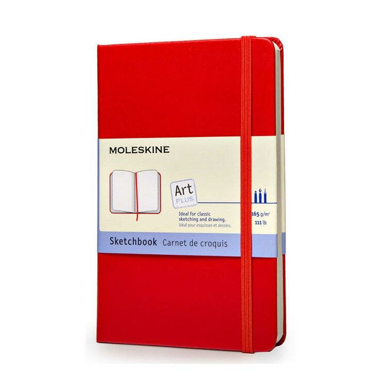 Блокнот для рисования Moleskine Large 130х210 мм, 104 стр, твердая обложка красный (ARTQP063R)