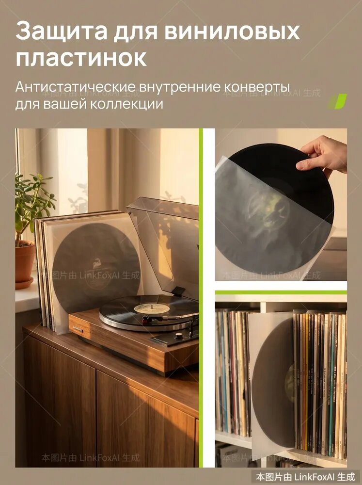 Прозрачные дугообразные чехлы для винила Globalink 50 штук удобная упаковка для коллекции пластинок