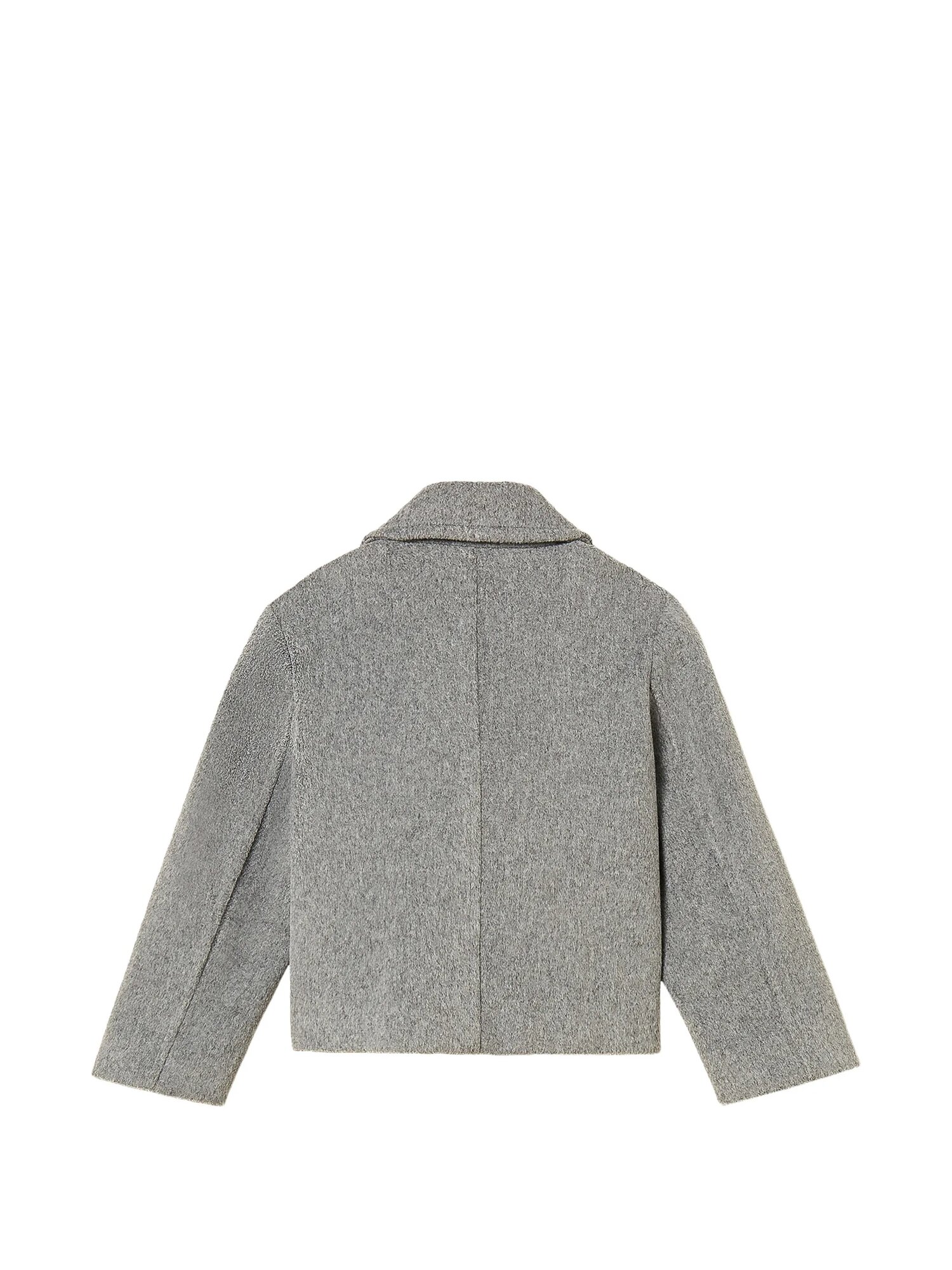 Пуховик Twinset Milano Double-breasted wool-cloth caban, размер 140, серый/синий/голубой — фото 1