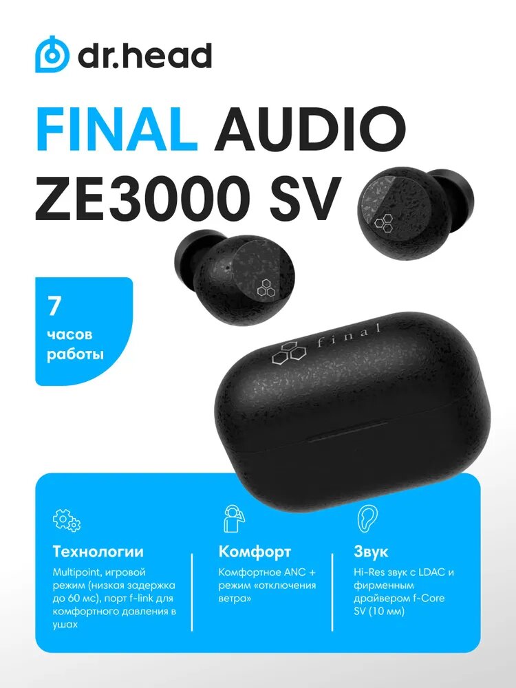 Наушники Final Audio ZE3000 SV black, tws, внутриканальные, черные