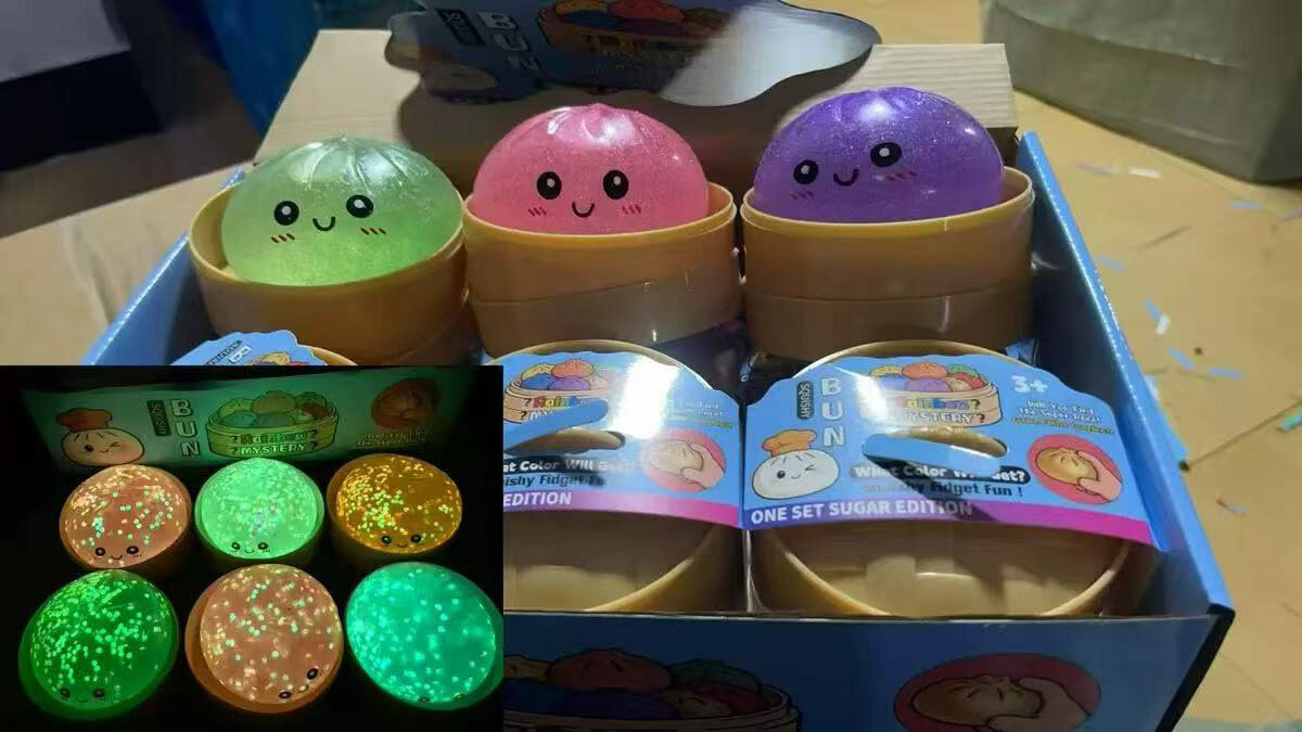 Антистресс сквиш "Баоцзы", ночной, светящийся, с гелем, 8,5 см