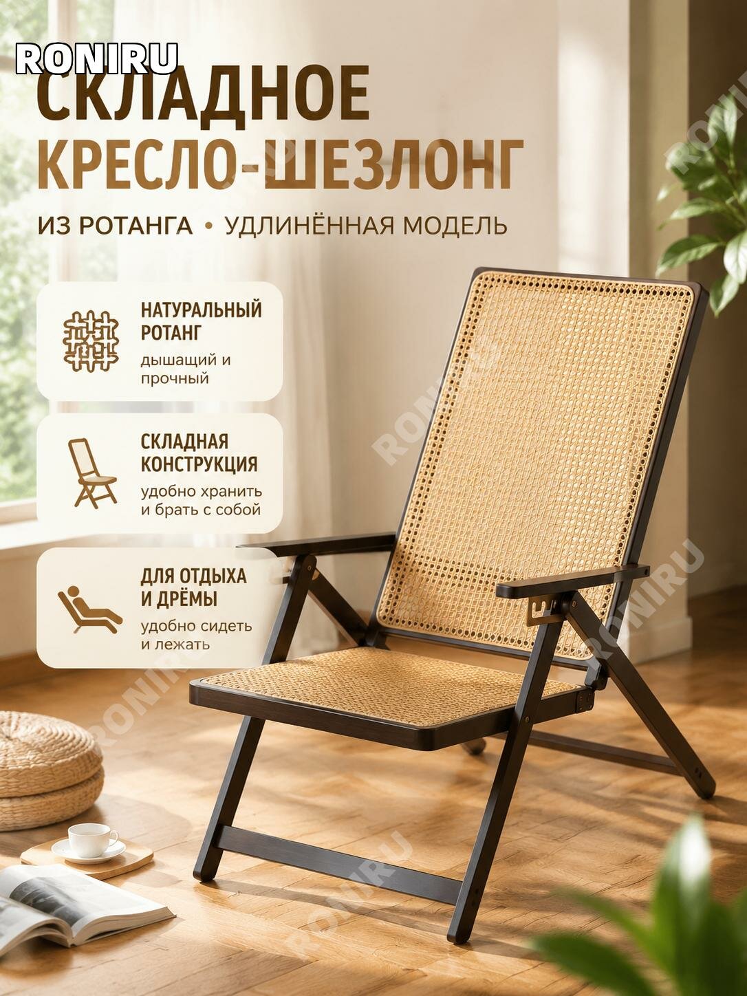 Складное кресло-качалка шезлонг из бамбука, удлиненное, для дома и балкона
