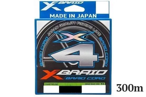 Плетеный шнур для рыбалки YGK X-Braid Braid Cord X4, 300 м, Chartreuse, 18 lb