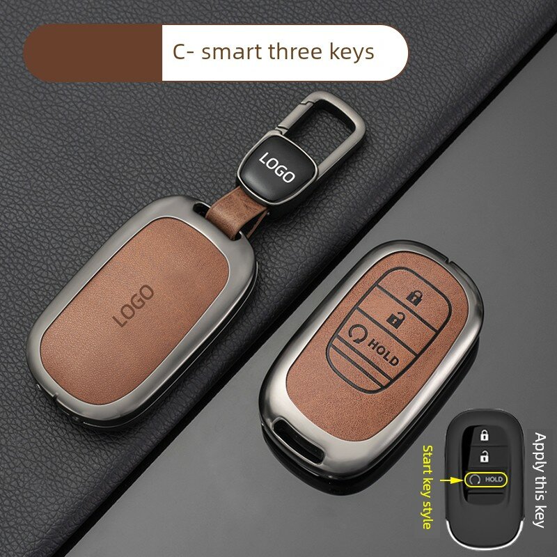 Ключевой чехол C-Style для Honda Civic CR-V Accord 2020+ - 3 кнопки, старт, оранжевый, современный