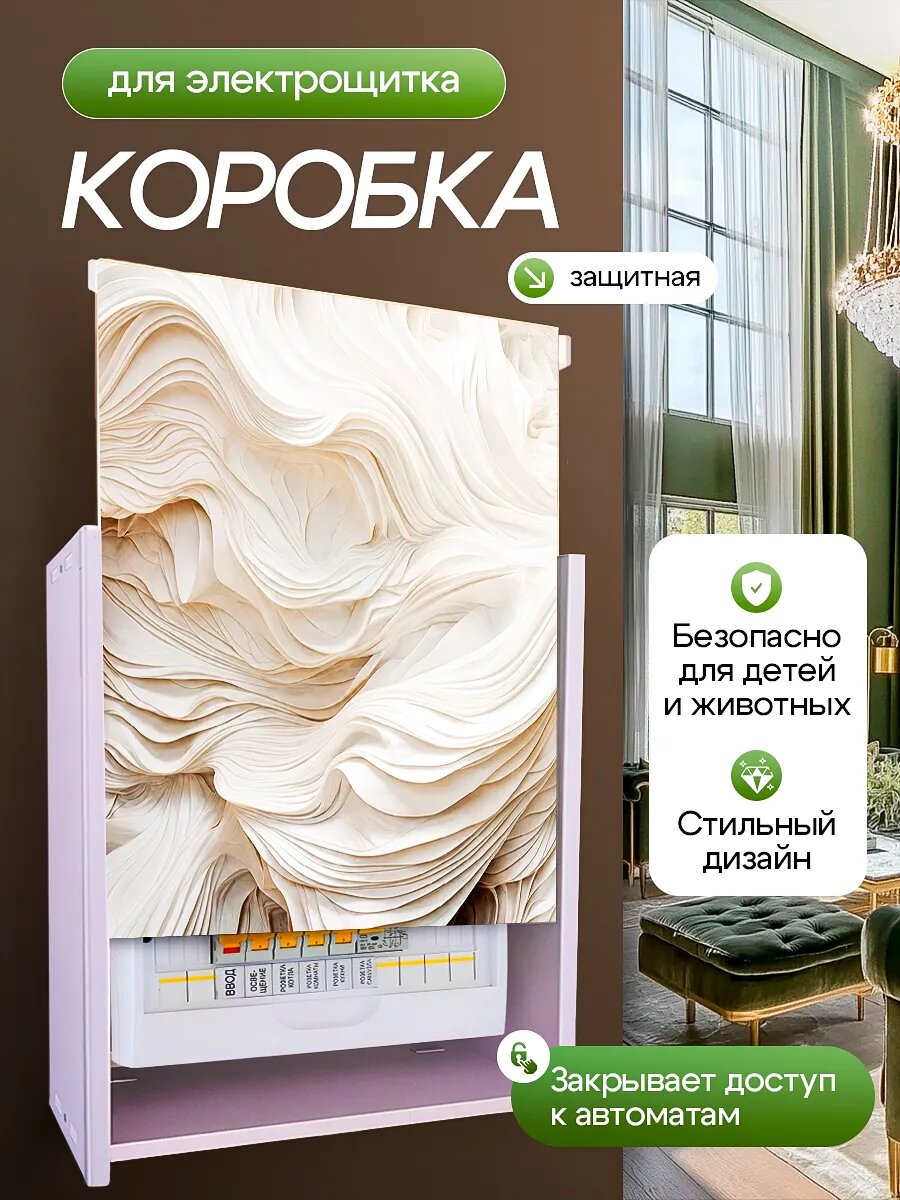 Полка короб ящик для электрического щитка из ДПК на стену 36/40/13 декоративный огнеупорный влагостойкий белый