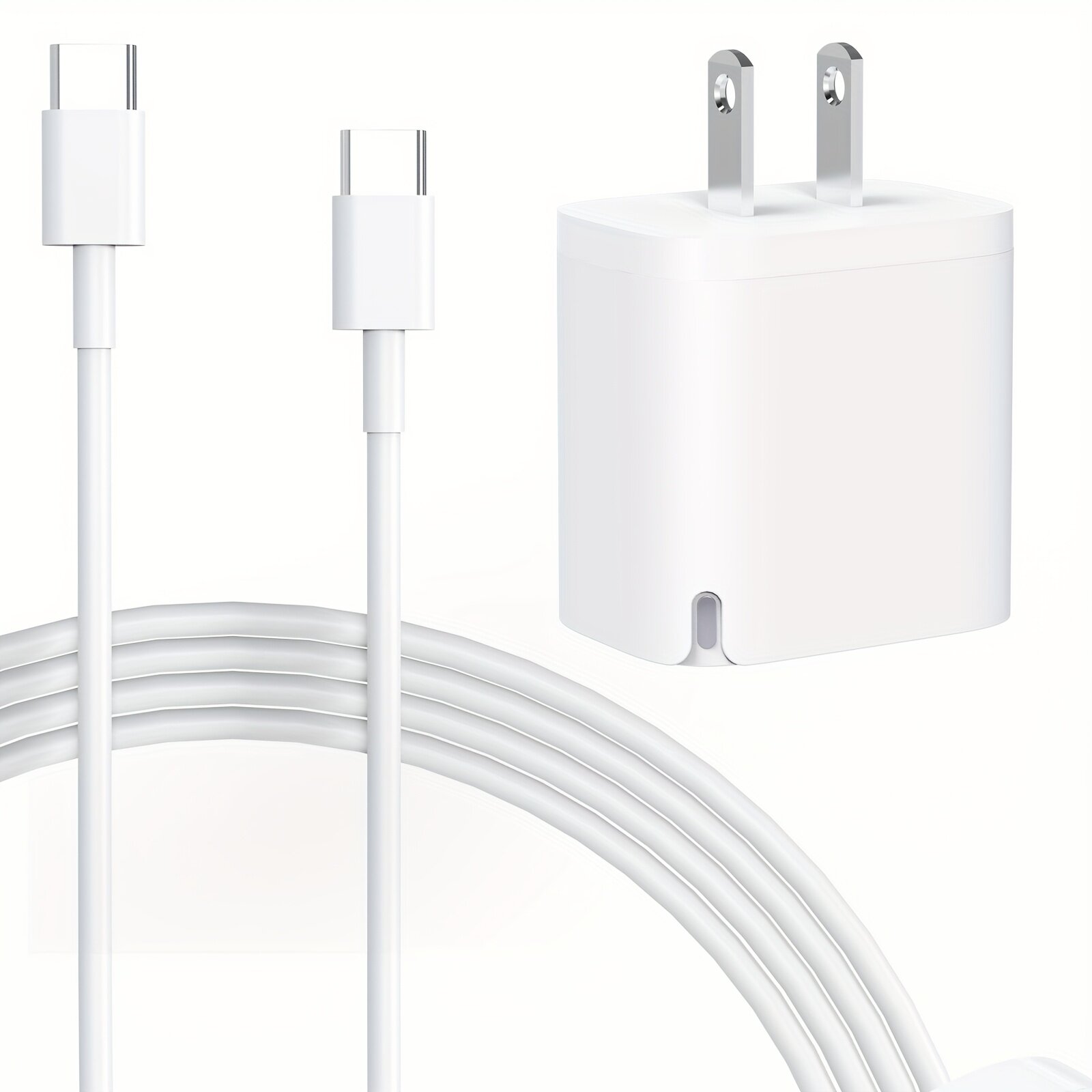 USB-C GaN зарядное устройство 20W с кабелем Type-C 1м, индикатор заряда, для iPhone 15/16, Samsung Galaxy и других устройств, 1 шт.