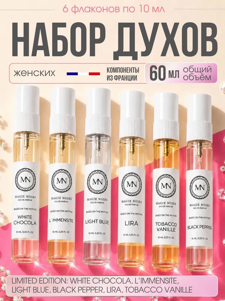 Набор женских духов пробников 6шт по 10мл