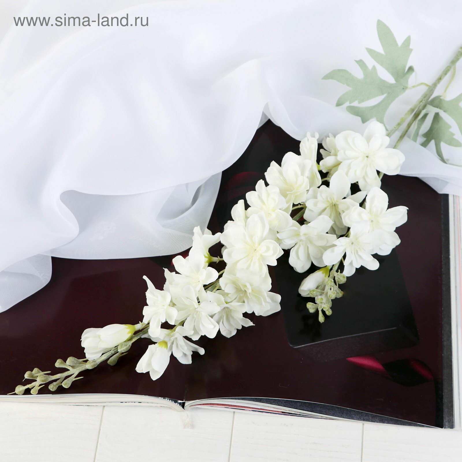 Цветы искусственные "Клематис", 6x80 см, белые, вид: дельфиниум