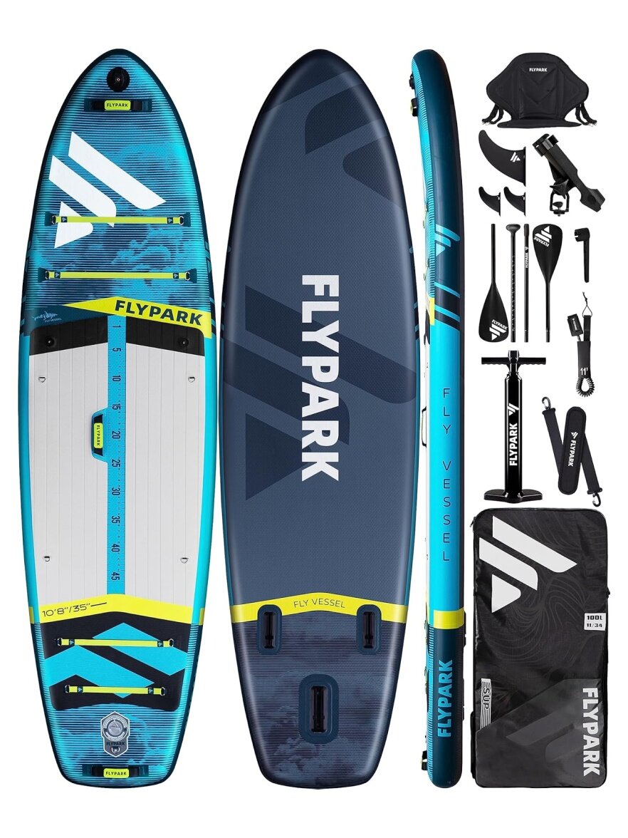 Сапборд надувной Flypark FISHING 325x89x15 см бирюзовый-серый-синий