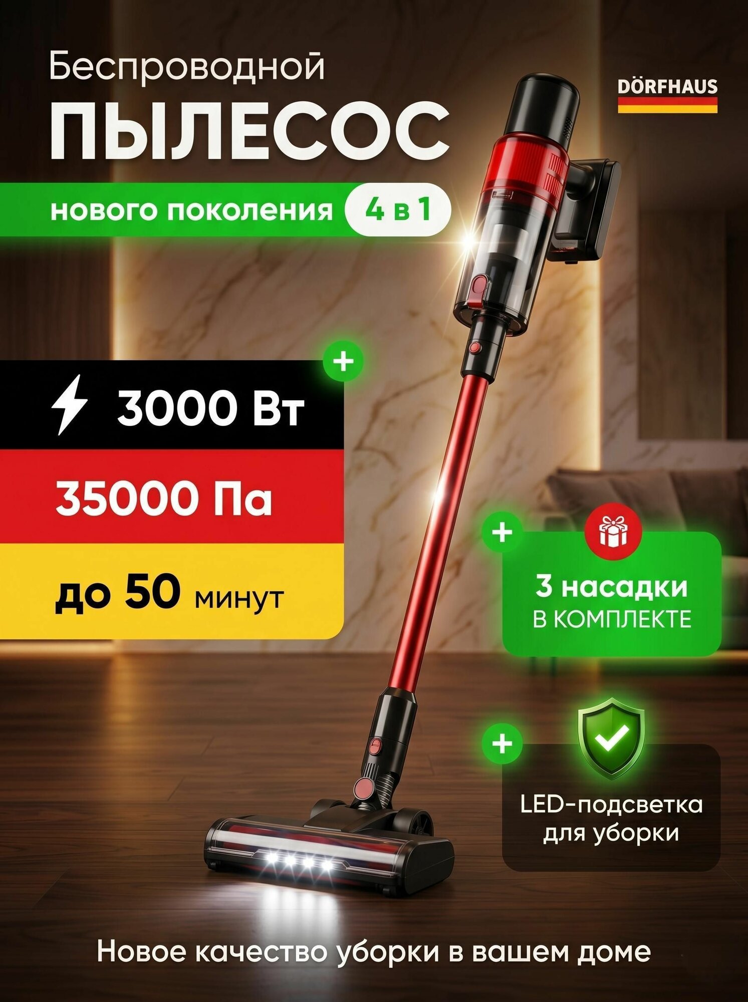 Пылесос Вертикальный Proliss PRO-3607 Мощный Беспроводной