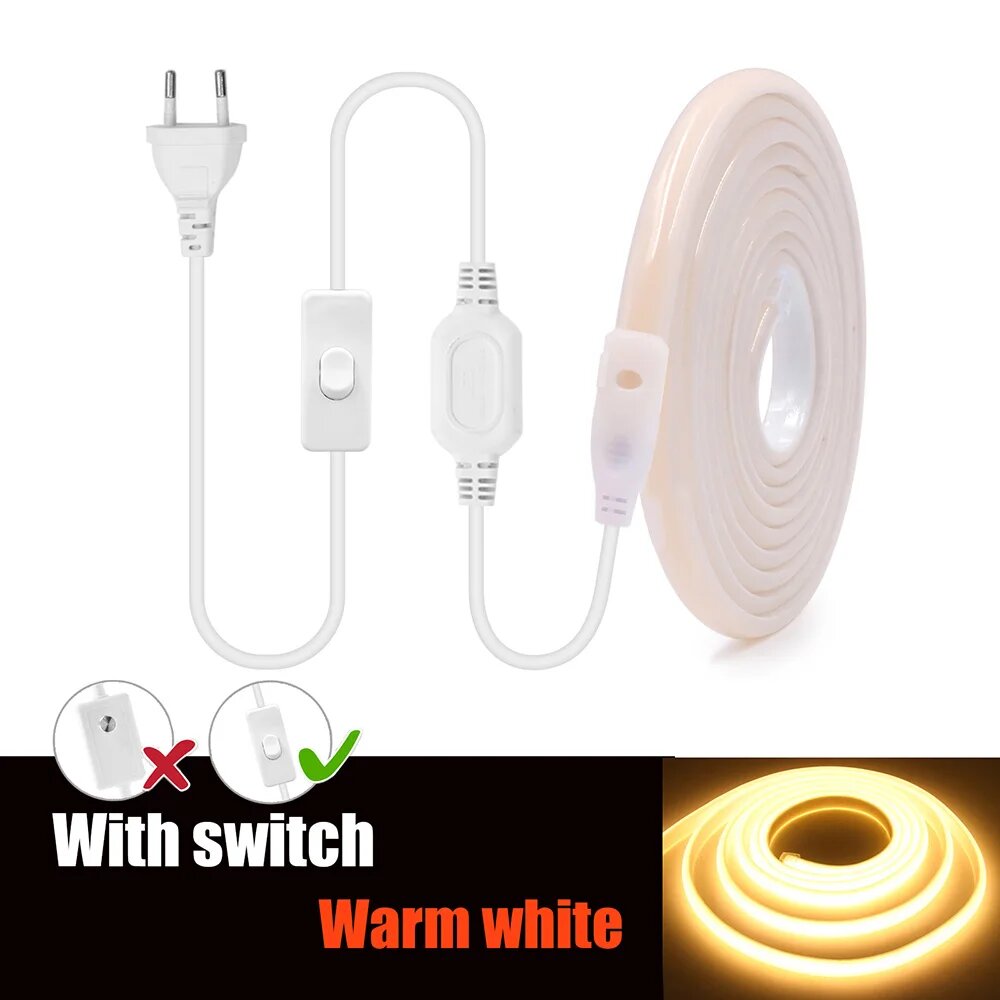 Светодиодная лента 220В, 1м, With Switch Warm