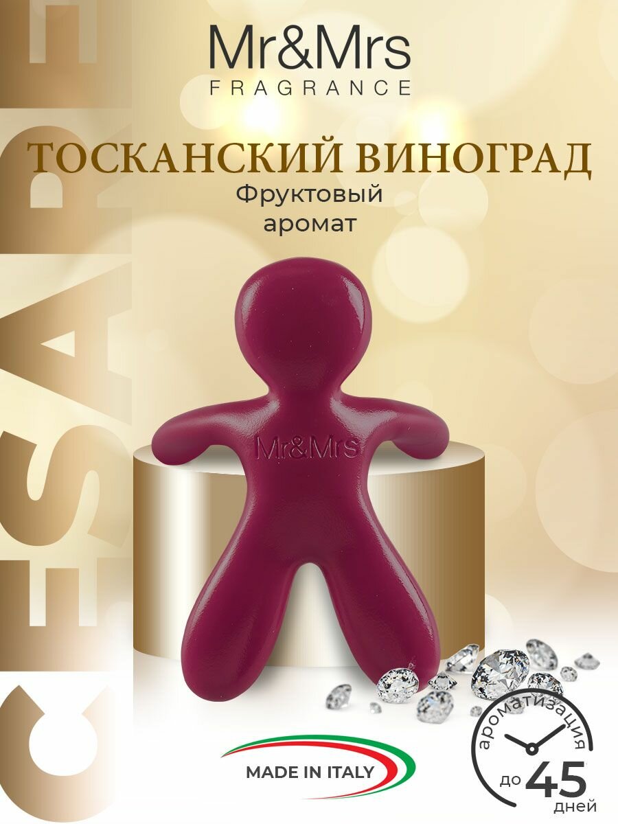 Ароматизатор для автомобиля человечек Mr&Mrs Fragrance Cesare Тосканский виноград