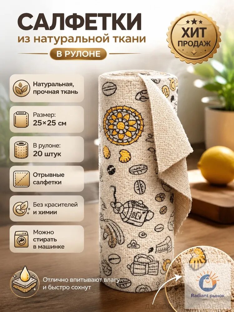 Салфетки для уборки Инвентарь для уборки, Принт, 25х25 см, 1 шт.