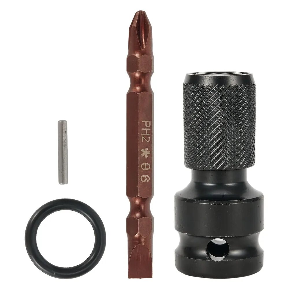 Набор из 4 шт. Переходник 1/2" на 1/4" шестигранный, бита PH2/SL, хром-ванадиевая сталь, для шуруповерта и трещотки