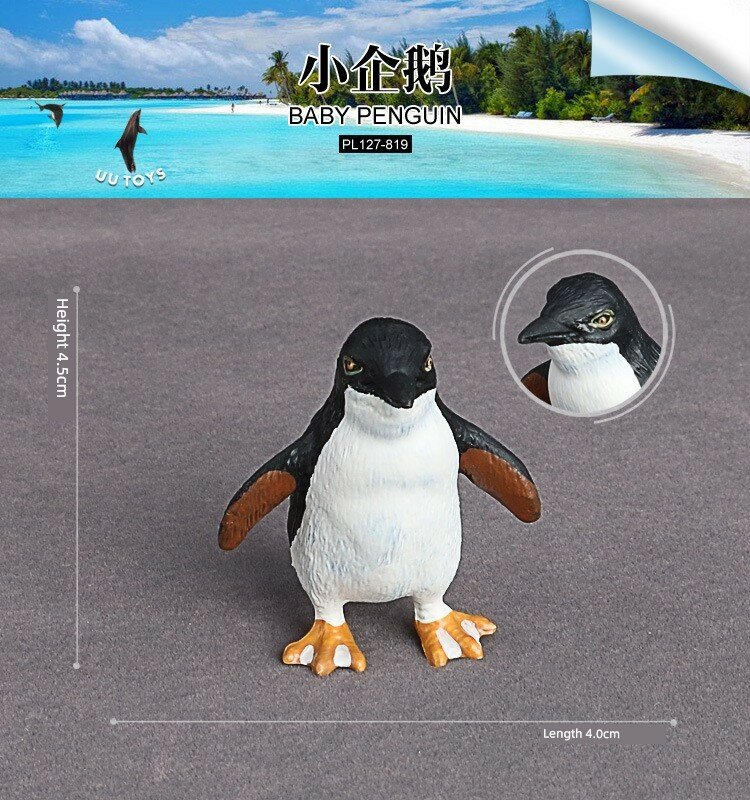 Миниатюрная фигурка пингвина морского животного, образовательная игрушка для детей, резиновая ручная работа