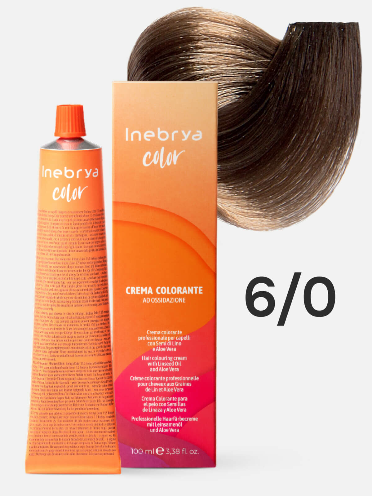 Крем - краска для волос профессиональная Inebrya Color Professional 6/0 Темный русый Натуральный, 100 мл