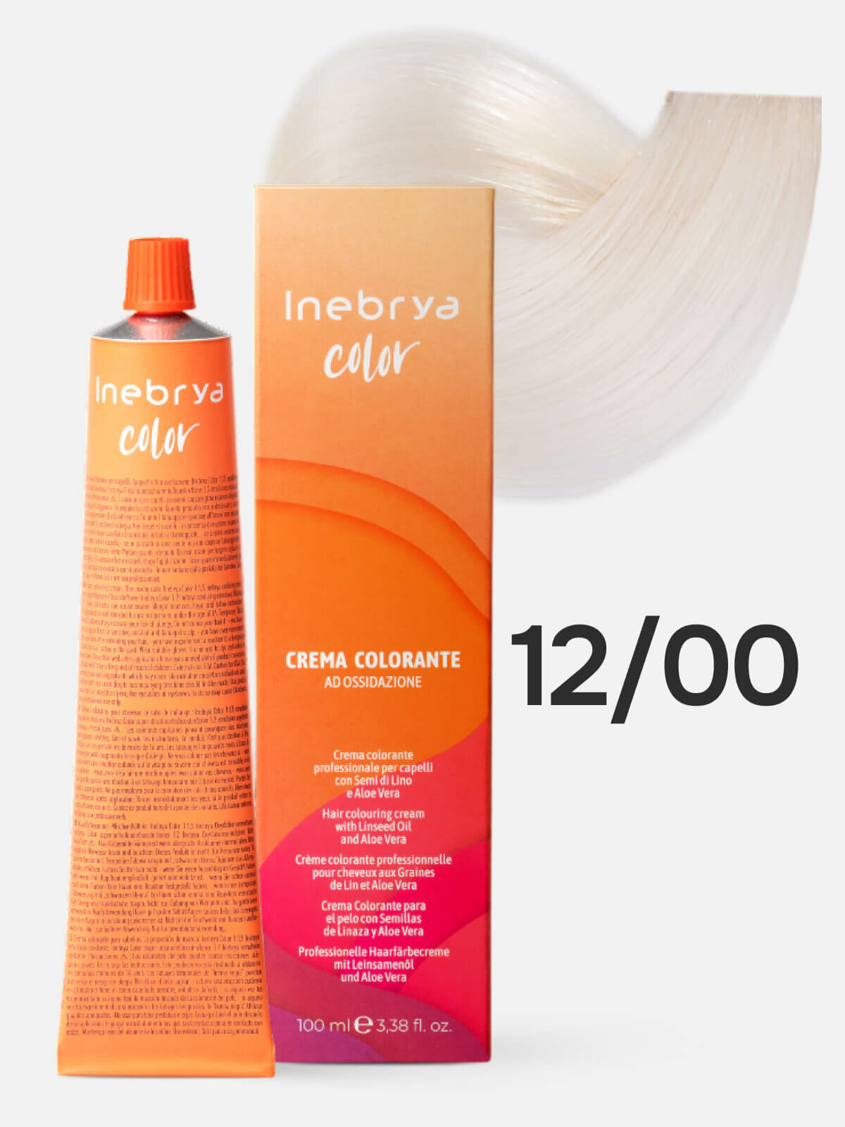 Крем - краска для осветления волос профессиональная Inebrya Color Professional 12/00 Суперосветляющий блонд Интенсивный натуральный, 100 мл