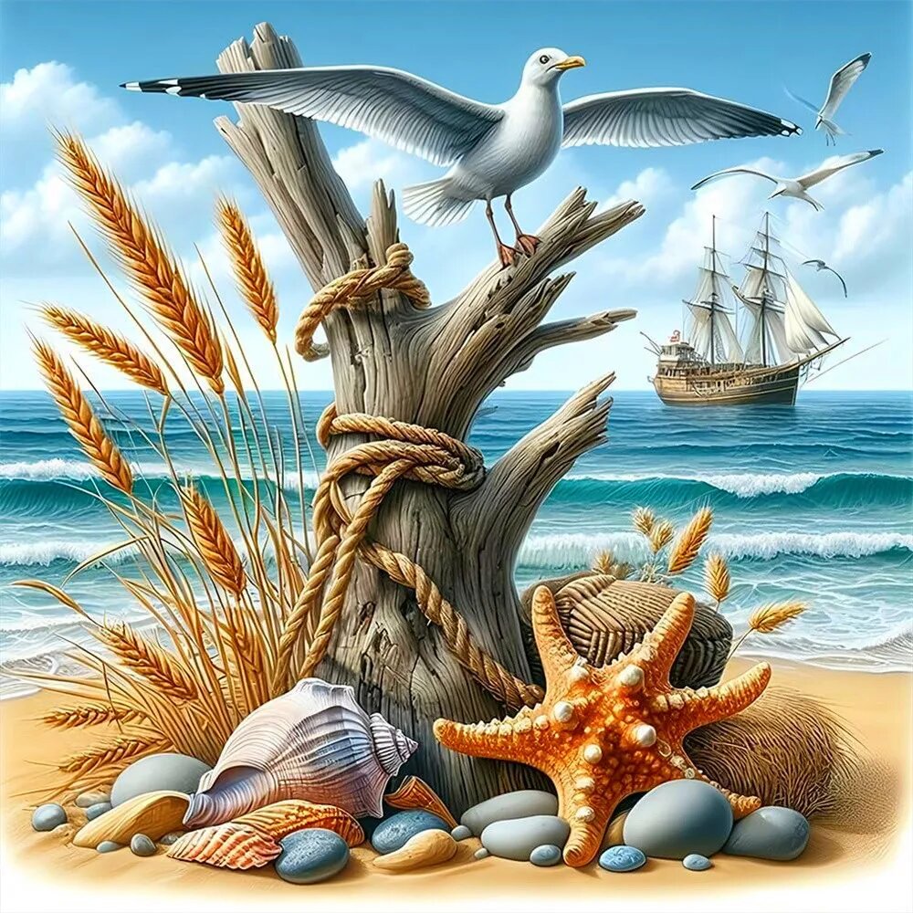 Набор для вышивки крестом Evershine: Пейзаж у моря 40x40cm