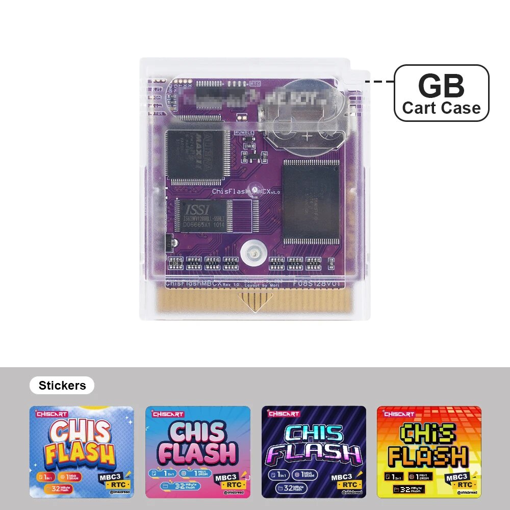 CHISCART MBCX MBC3 RTC V1.0 Flash-картридж 32МБ для Game Boy Color, GBA, GBA SP GB Case TRNWH