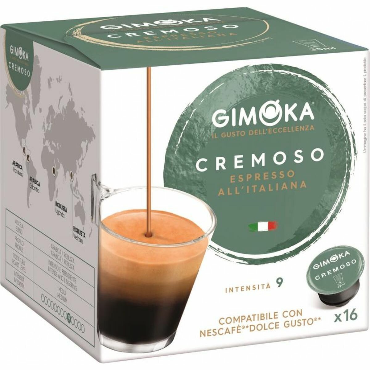 Кофе в капсулах для кофемашин Gimoka Dolce Gusto Espresso Cremoso (16шт. в упаковке), 3 уп.