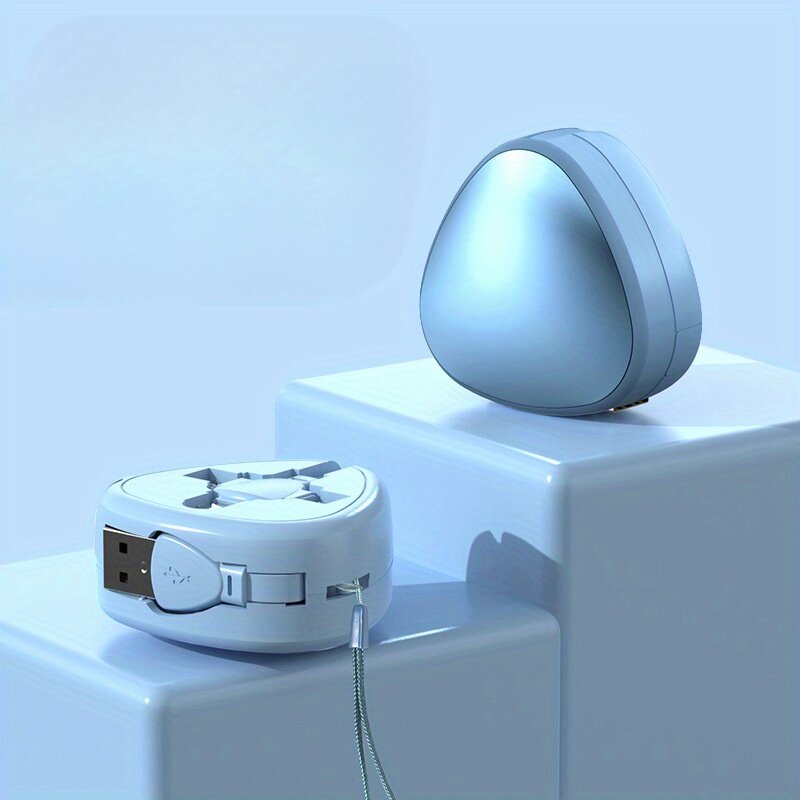 Спиральный зарядный кабель 3-в-1 с разъемами Lightning, Micro USB и Type-C, 1 шт, синий