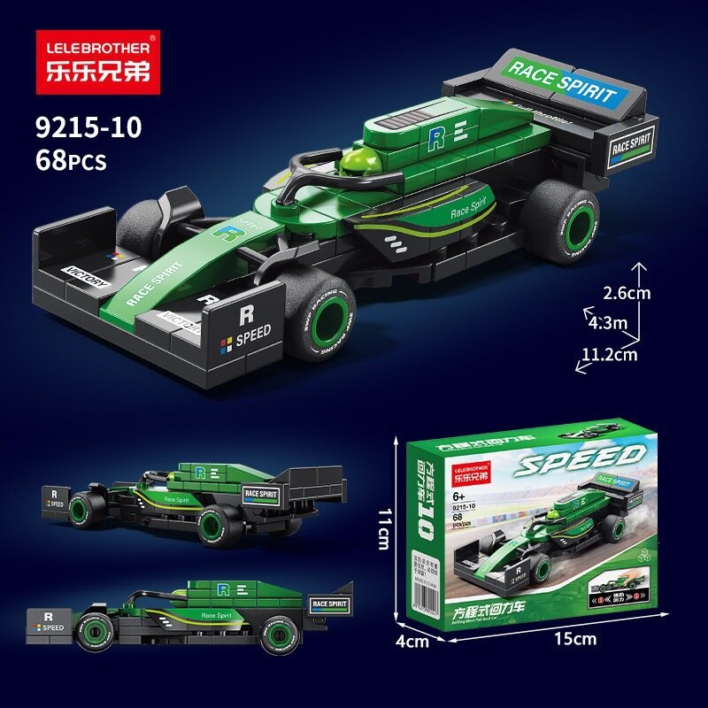 LELE BROTHER F1 Гоночная Машина Конструктор Моделирование Игрушка Подарок Цвет：Бирюзовый F1 С Механизмом Отката 68