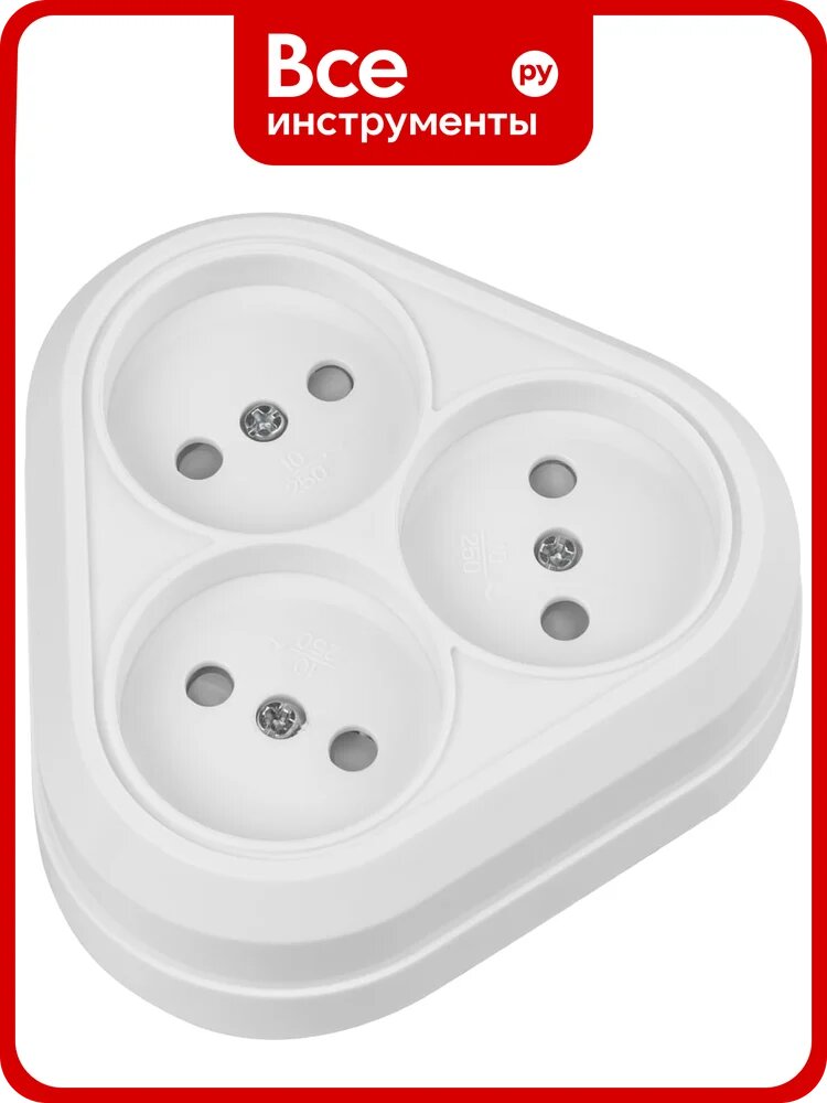 Розетка TDM ELECTRIC треугольная, 2П, открытой установки, IP20, 10A, с защитными шторками, белая, Ладога SQ1801-0137