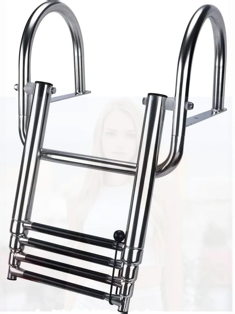 Трап для лодки телескопический складной из нержавеющей стали, 4 ступени — фото 1