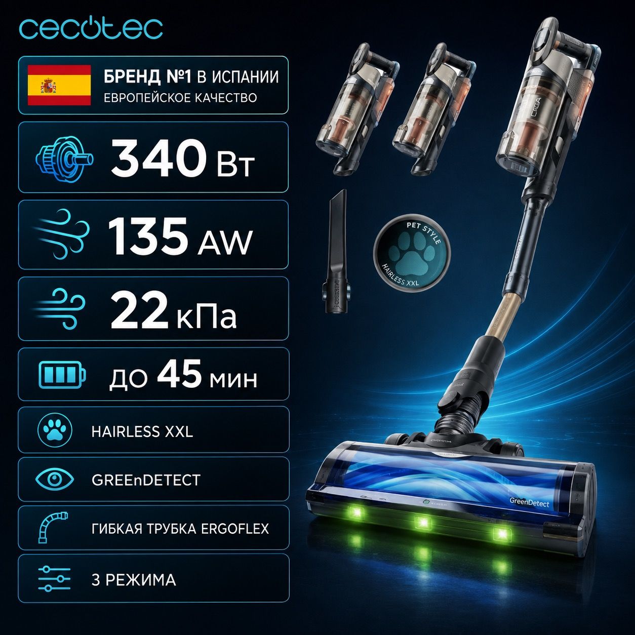 Вертикальный пылесос Conga Rockstar S80 Flex Cecotec A01_EU01_123022