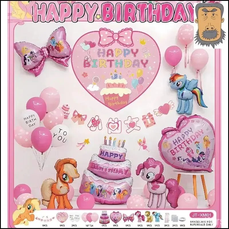 Набор воздушных шаров Little Pony Polly, используемый для праздничного декорирования девчачьего дня рождения, является качественным.