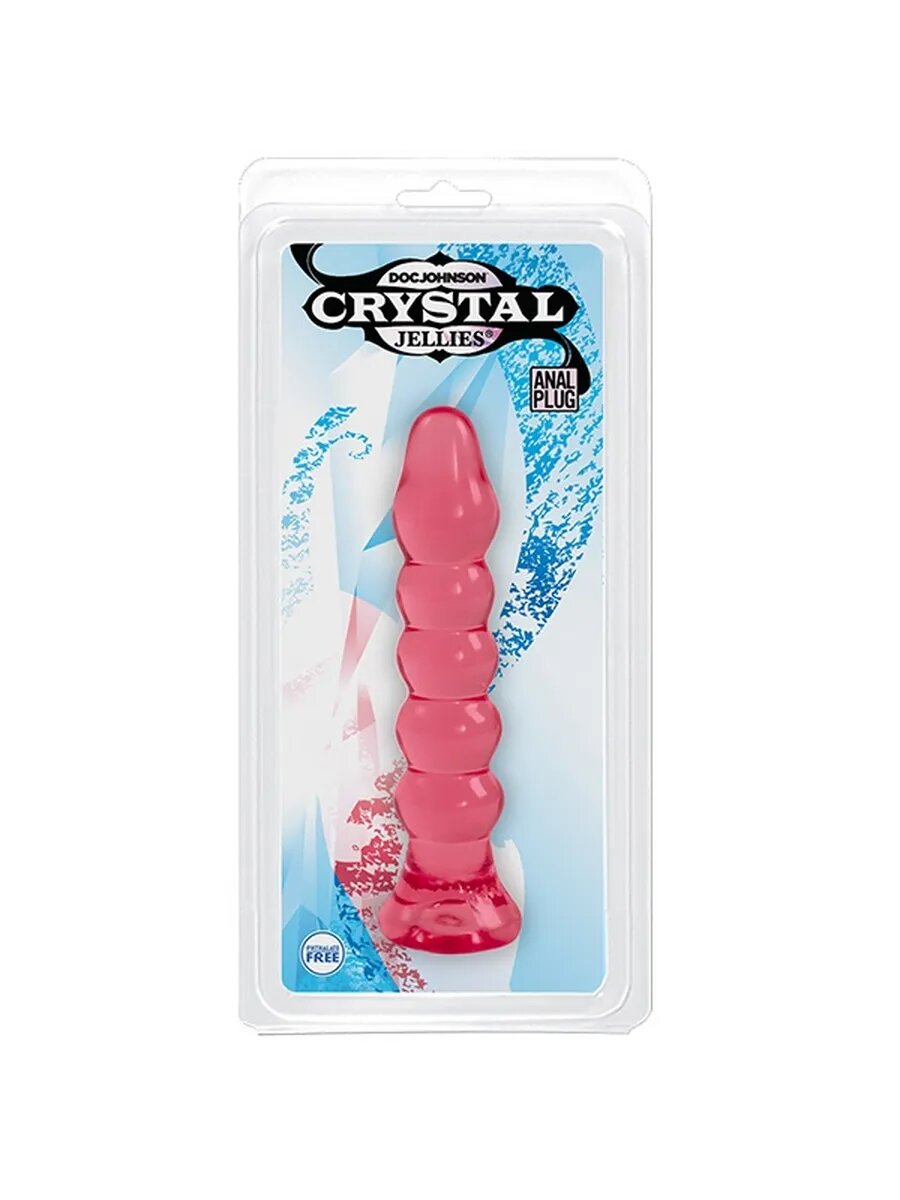 Анальная елочка Doc Johnson Crystal Jellies Anal Plug Bumps, из розового геля, 15,2 см
