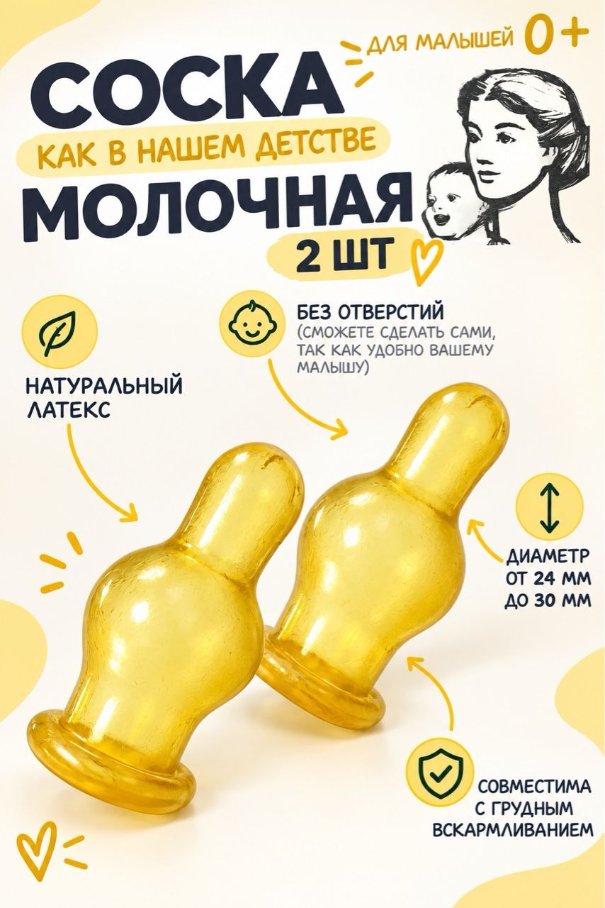 Соска молочная на бутылочку ( 2 шт.)