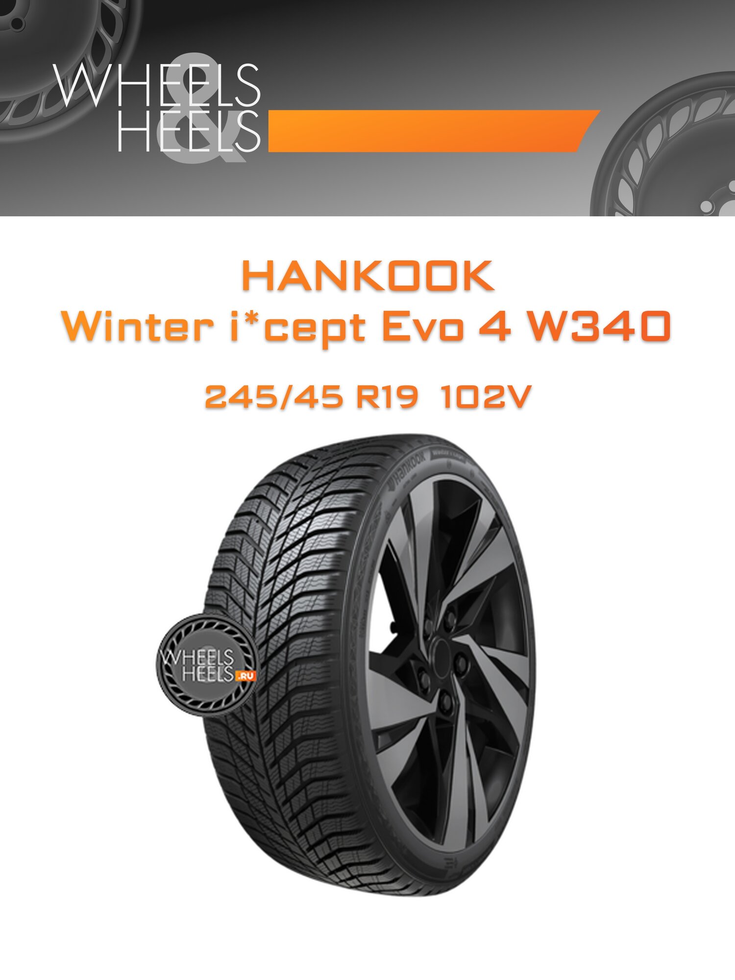 Шина автомобильная Hankook Winter i*cept Evo 4 W340 245/45 R19 102V XL WINTER, зимняя, универсальная