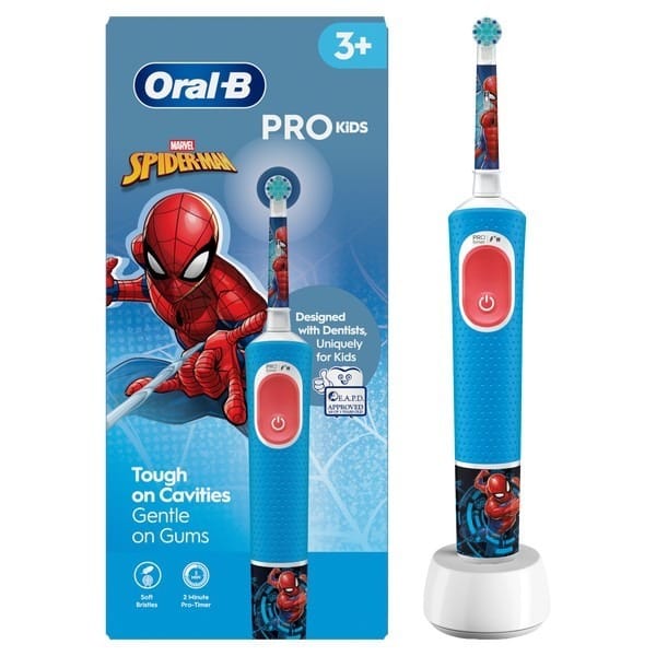 Электрическая зубная щетка Oral-B Pro Kids Spider-Man, синий