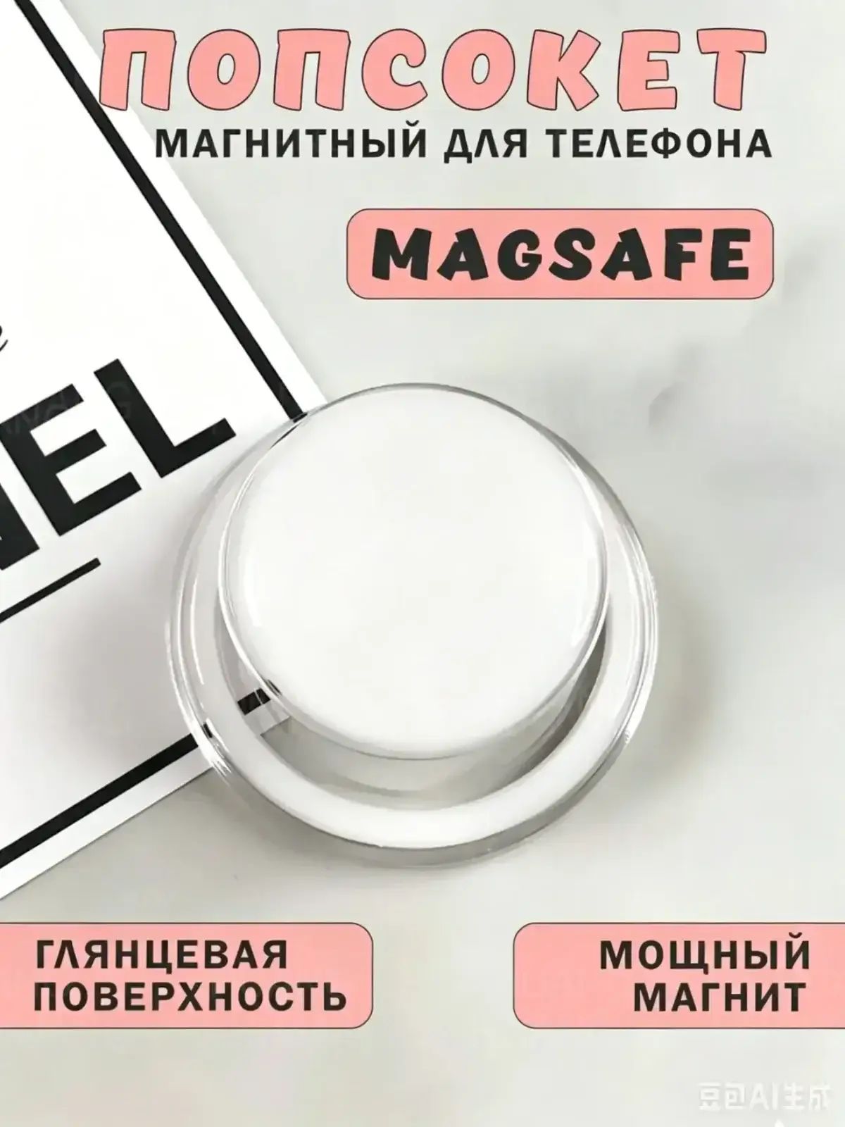 Попсолет - держатель MagSafe для телефона глянцевый, универсальная подставка-кольцо розовый