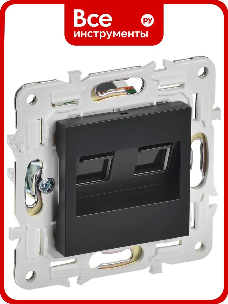 Розетка компьютерная 2-ая IEK SKANDY RJ45 кат.6 SK-K04Bl черный SK-K20-2-K02