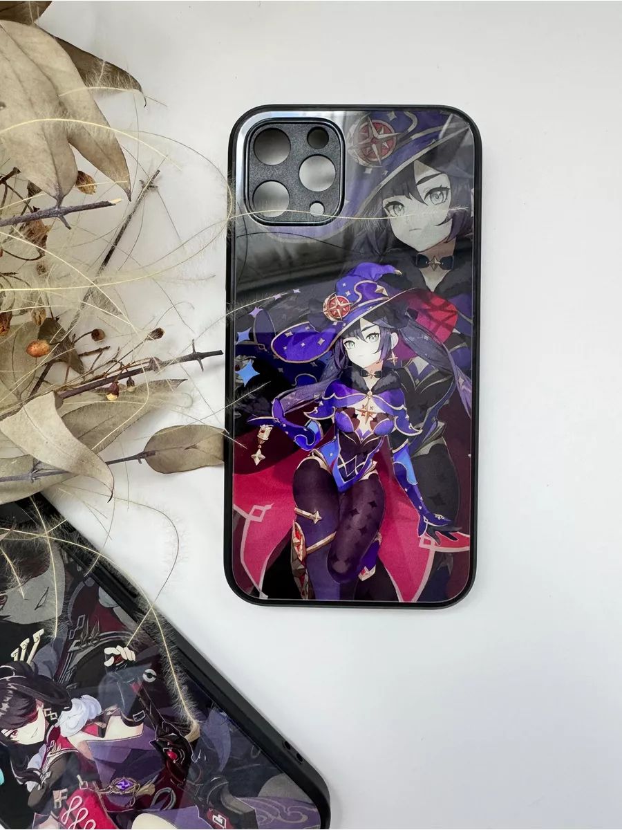 Чехол-Накладка Мона Геншин Импакт для смартфона Apple iPhone 11 Pro, материал силикон, защита камеры