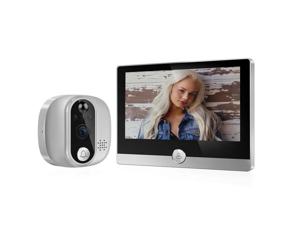 Видеоглазок с монитором Tuya Wi-Fi для двери 2.0MP i-Home SW1(Tuya-2.0MP) с записью на SD карту и датчиком движения. Дверной глазок