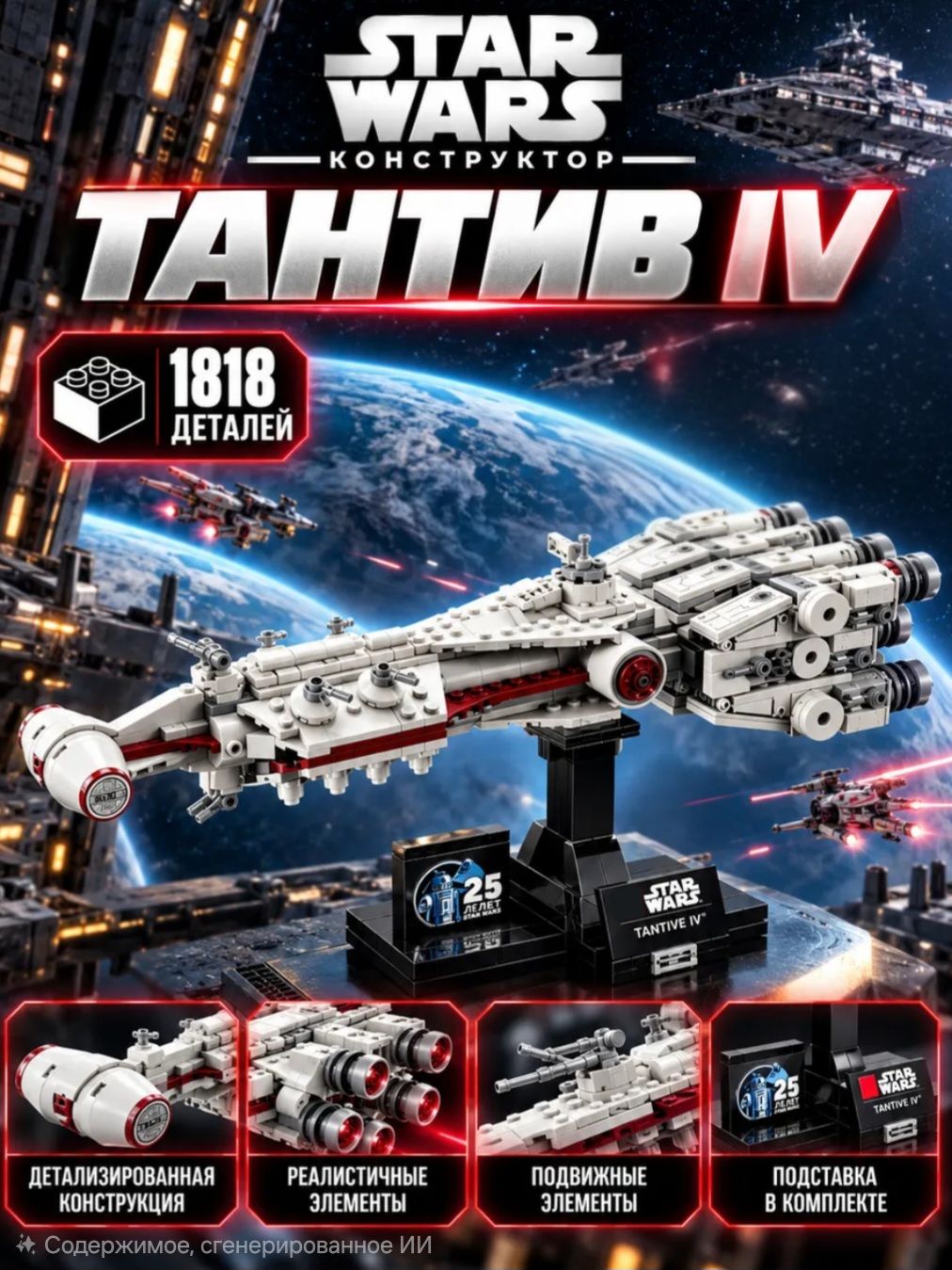 Конструктор Звездные Войны Тантив IV, 1818 деталей