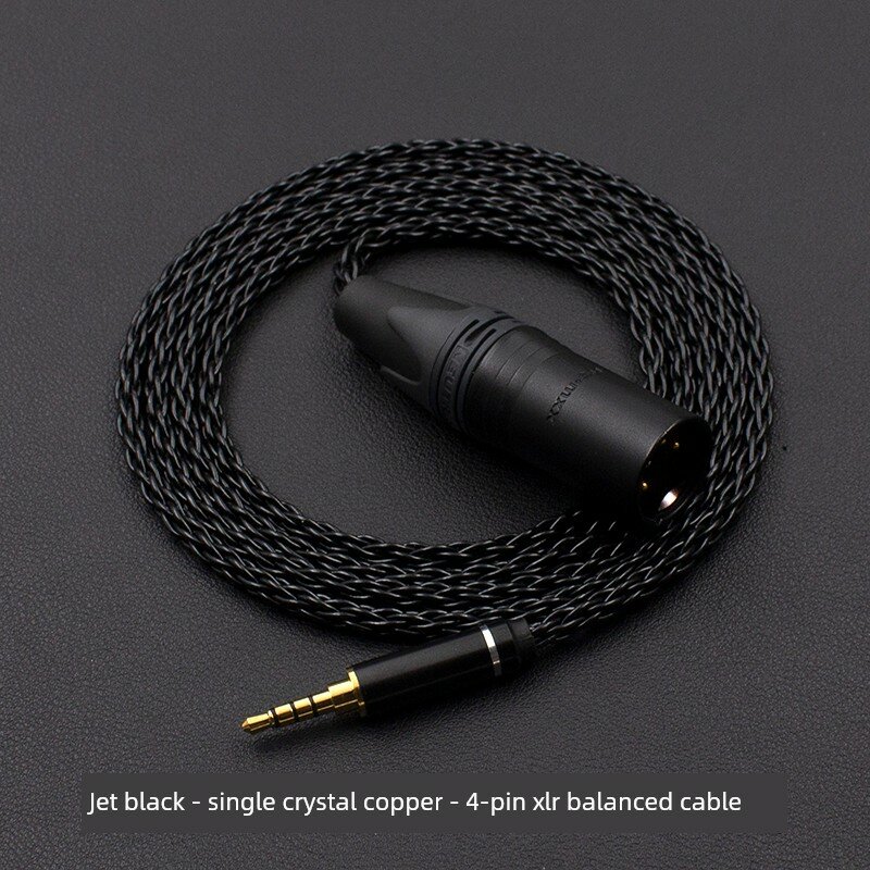 Кабель-апгрейд OCC Copper для Sony WH-1000XM4 MDR-1A MDR-MV1 M1 4-кон XLR до 3.5мм TRRS 1м Черный