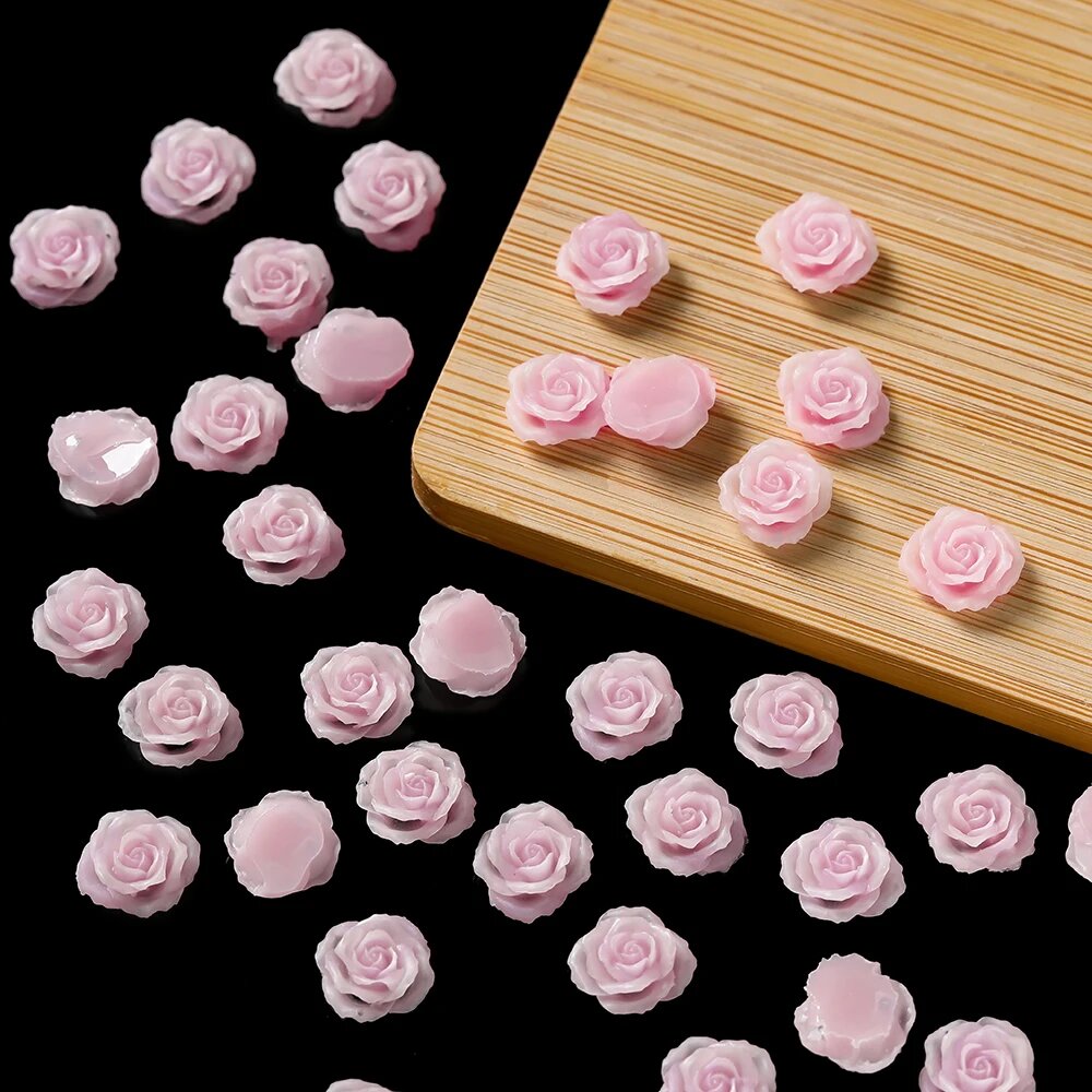 Смоляные розы AGCFABS для декорирования ногтей Розовый, 8-10mm 20pcs, Pink
