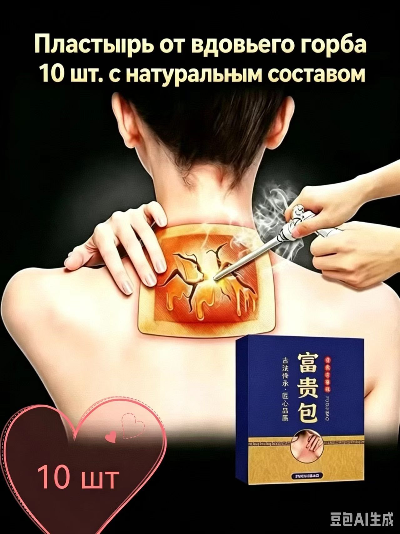 Пластырь от вдовьего горба 10 шт натуральный согревающий для шеи и плеч глубокая проницаемость