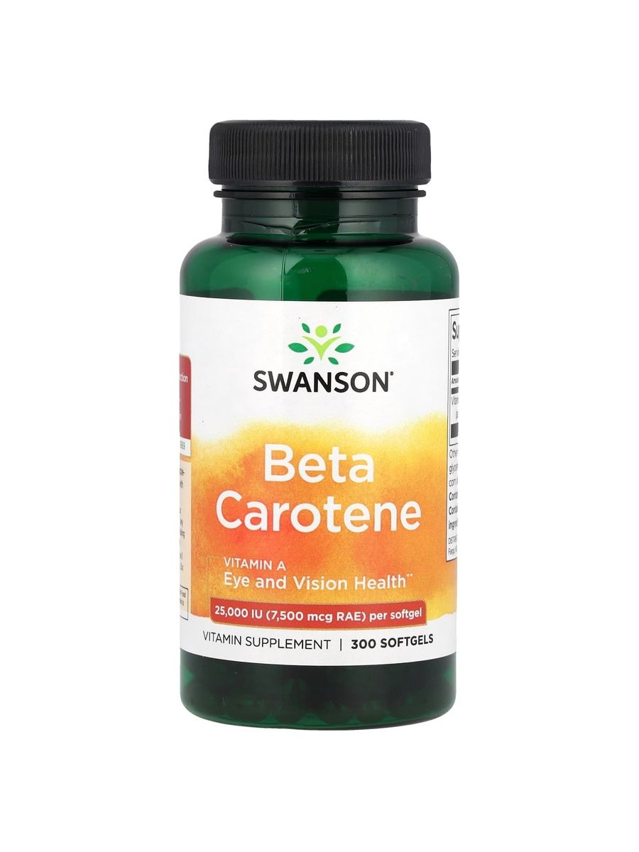 Swanson Vitamins, Бета-каротин, 25000 МЕ (7500 мкг RAE), 300 мягких таблеток